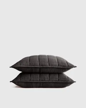 Quince Gauze Box Quilt Sham Set - Charcoal