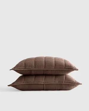 Quince Gauze Box Quilt Sham Set - Chocolate