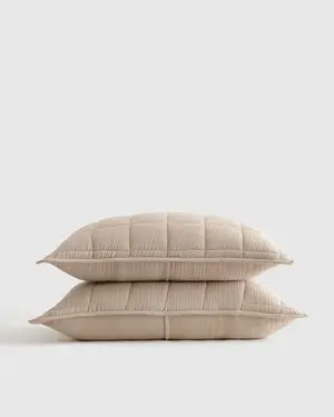 Quince Gauze Box Quilt Sham Set - Dune