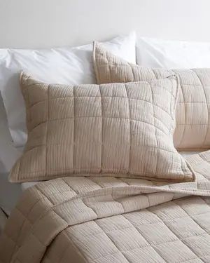 Quince Gauze Box Quilt Sham Set - Dune