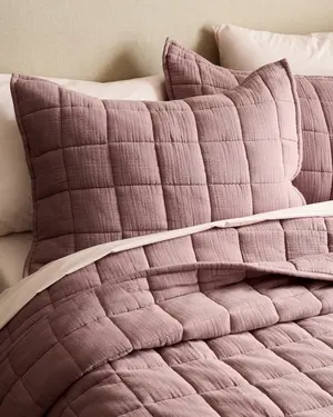 Quince Gauze Box Quilt Sham Set - Fig