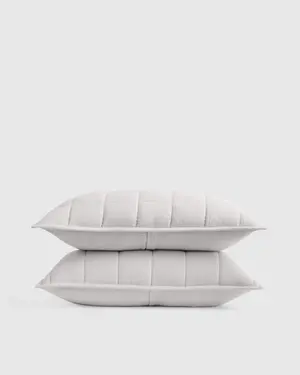 Quince Gauze Box Quilt Sham Set - Light Grey