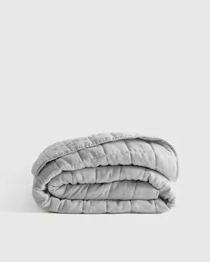 Quince European Linen Box Quilt - Light Grey