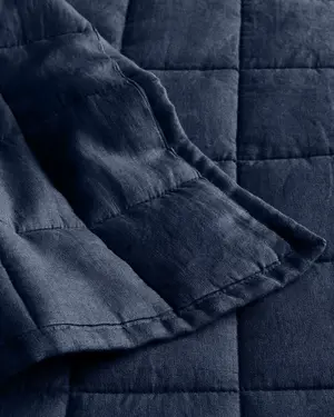 Quince European Linen Box Quilt, Size - Navy