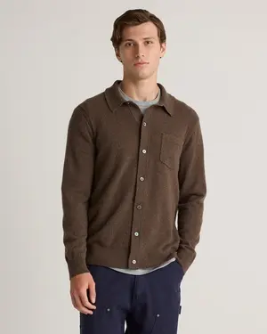 Quince Mongolian Cashmere Button-down Sweater - Brown