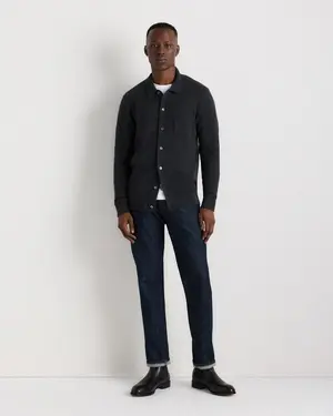 Quince Mongolian Cashmere Button-down Sweater - Heather Charcoal