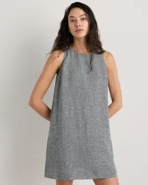 Quince 100% European Linen Tank Mini Dress - Classic Mini Gingham