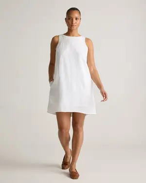 Quince 100% European Linen Tank Mini Dress - White