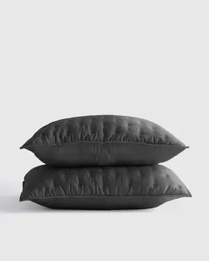 Quince Bamboo Dream Quilted Sham Set Charcoal
