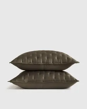 Quince Bamboo Dream Quilted Sham Set Dusty Olive