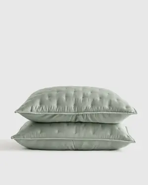 Quince Bamboo Dream Quilted Sham Set Eucalyptus