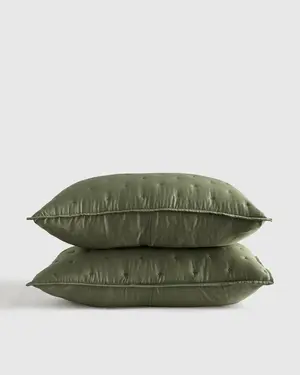 Quince Bamboo Dream Quilted Sham Set - Olive