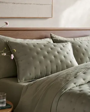 Quince Bamboo Dream Quilted Sham Set - Sage