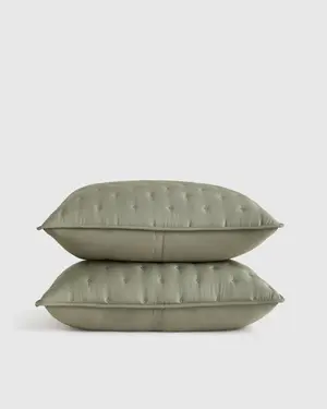 Quince Bamboo Dream Quilted Sham Set - Sage