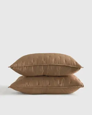 Quince Bamboo Dream Quilted Sham Set Walnut