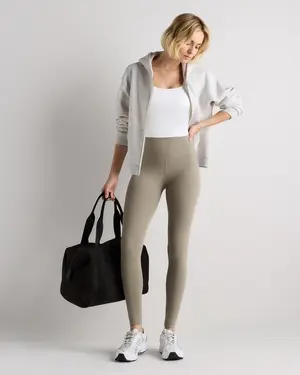 Quince Power-up High-rise Training Pocket Legging - Desert Tan