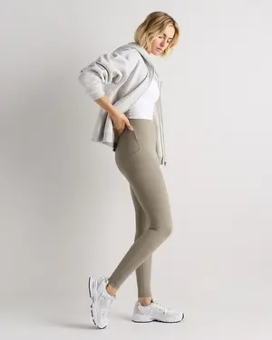 Quince Power-up High-rise Training Pocket Legging - Desert Tan