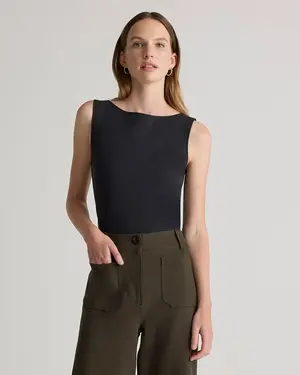Quince Stretch Cotton Jersey Tank Top - Black