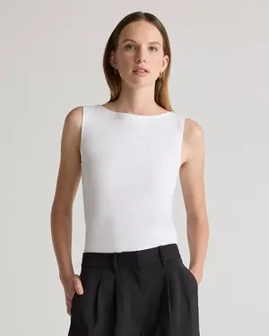 Quince Stretch Cotton Jersey Boat Neck Tank Top