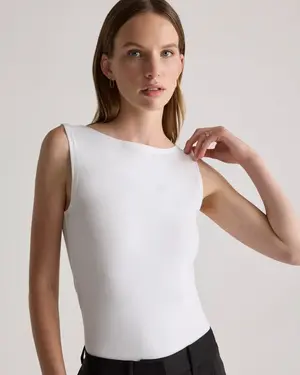 Quince Stretch Cotton Jersey Boat Neck Tank Top