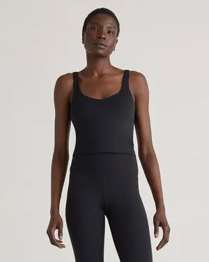 Quince Ultra-form V-neck Cropped Tank Top - Black