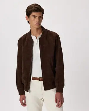 Quince Suede Bomber Jacket - Espresso Brown