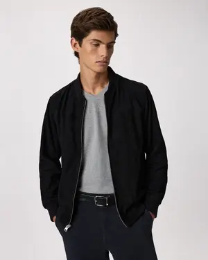 Quince Suede Bomber Jacket - True Black