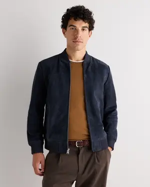 QUINCE QUINCE Suede Bomber Jacket