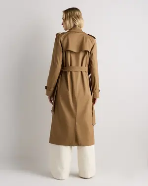 Quince Comfort Stretch Long Trench Coat - Dark Khaki