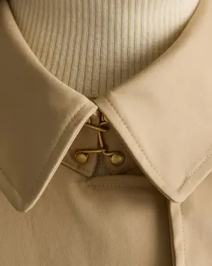 Quince Comfort Stretch Long Trench Coat - Light Khaki