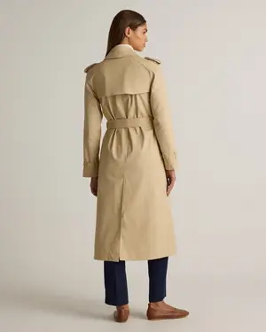 Quince Comfort Stretch Long Trench Coat - Light Khaki