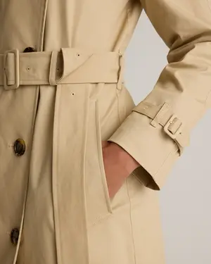 Quince Comfort Stretch Long Trench Coat - Light Khaki