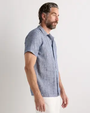 Quince 100% European Linen Camp Shirt - Chambray Stripe