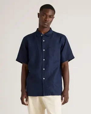 Quince 100% European Linen Camp Shirt - Deep Navy