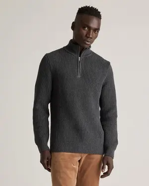 Quince Fisherman Quarter-zip Sweater - Charcoal