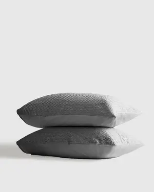 Quince Luxe Waffle Shams Grey