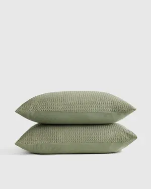 Quince Luxe Waffle Shams - Olive