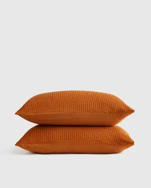 Quince Luxe Waffle Shams Terracotta