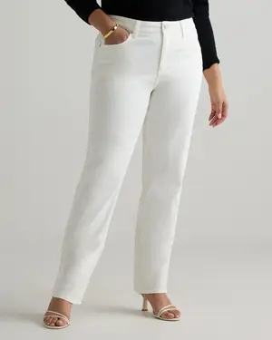 Quince Luna Stretch Slim Straight Jeans - Cloud White