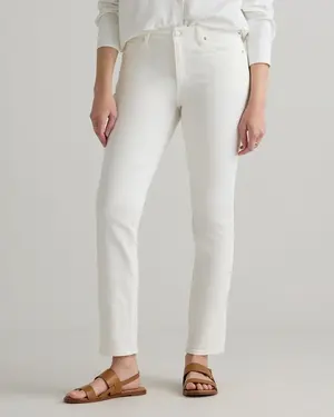 Quince Luna Stretch Slim Straight Jeans Cloud White
