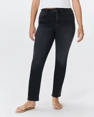 Quince Luna Stretch Slim Straight Jeans - Faded Black