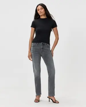 Quince Luna Stretch Slim Straight Jeans - Greyed Out