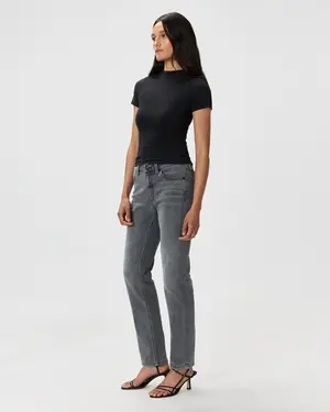 Quince Luna Stretch Slim Straight Jeans - Greyed Out