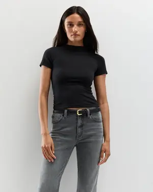 Quince Luna Stretch Slim Straight Jeans - Greyed Out