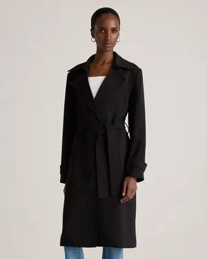 Quince Stretch Crepe Trench Coat Black