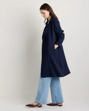 Quince Stretch Crepe Trench Coat - Navy