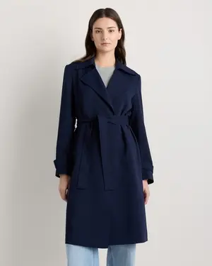 Quince Stretch Crepe Trench Coat - Navy