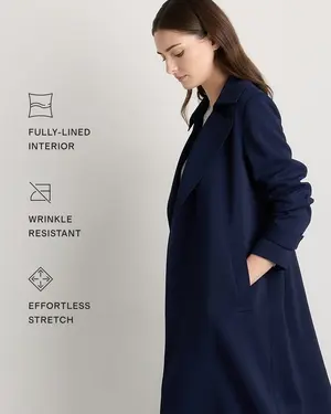 Quince Stretch Crepe Trench Coat - Navy