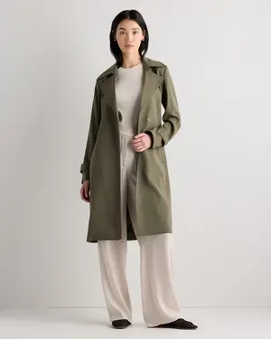 Quince Stretch Crepe Trench Coat Olive