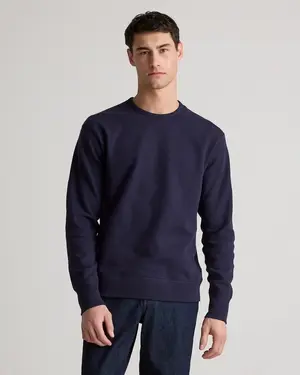 Quince Organic Midweight French Terry Crewneck Sweater - Deep Navy